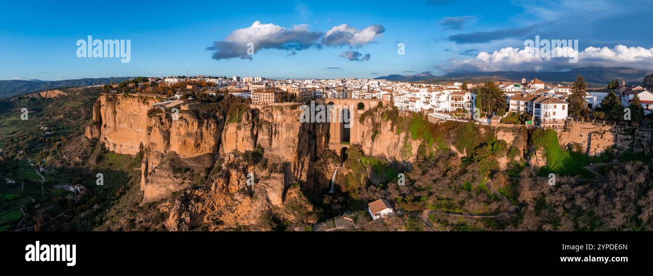 Aerial View of Ronda at Sunset Featuring Puente Nuevo Bridge Stock Photo - Alamy