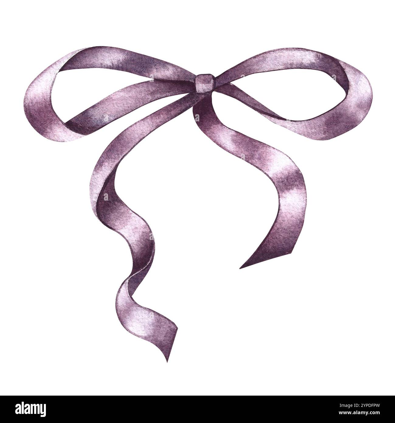 A ribbon bow. A hand-drawn watercolor illustration. Highlight it. A ...