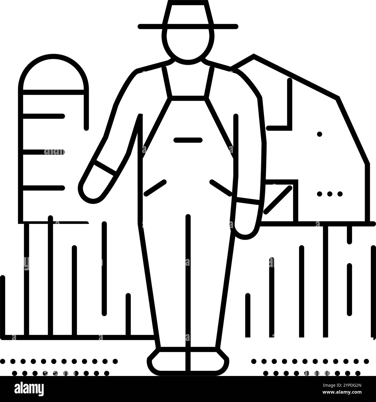 farm field farmer line icon vector illustration Stock Vector Image ...