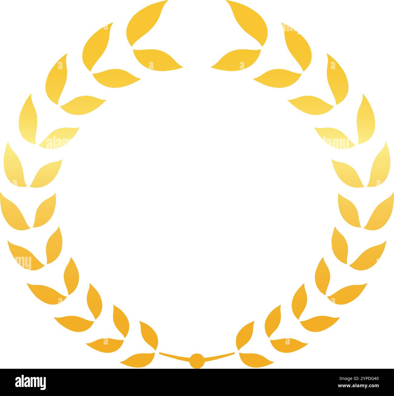 Circular golden laurel wreath symbolizes success, achievement, and victory, perfect for awards ...
