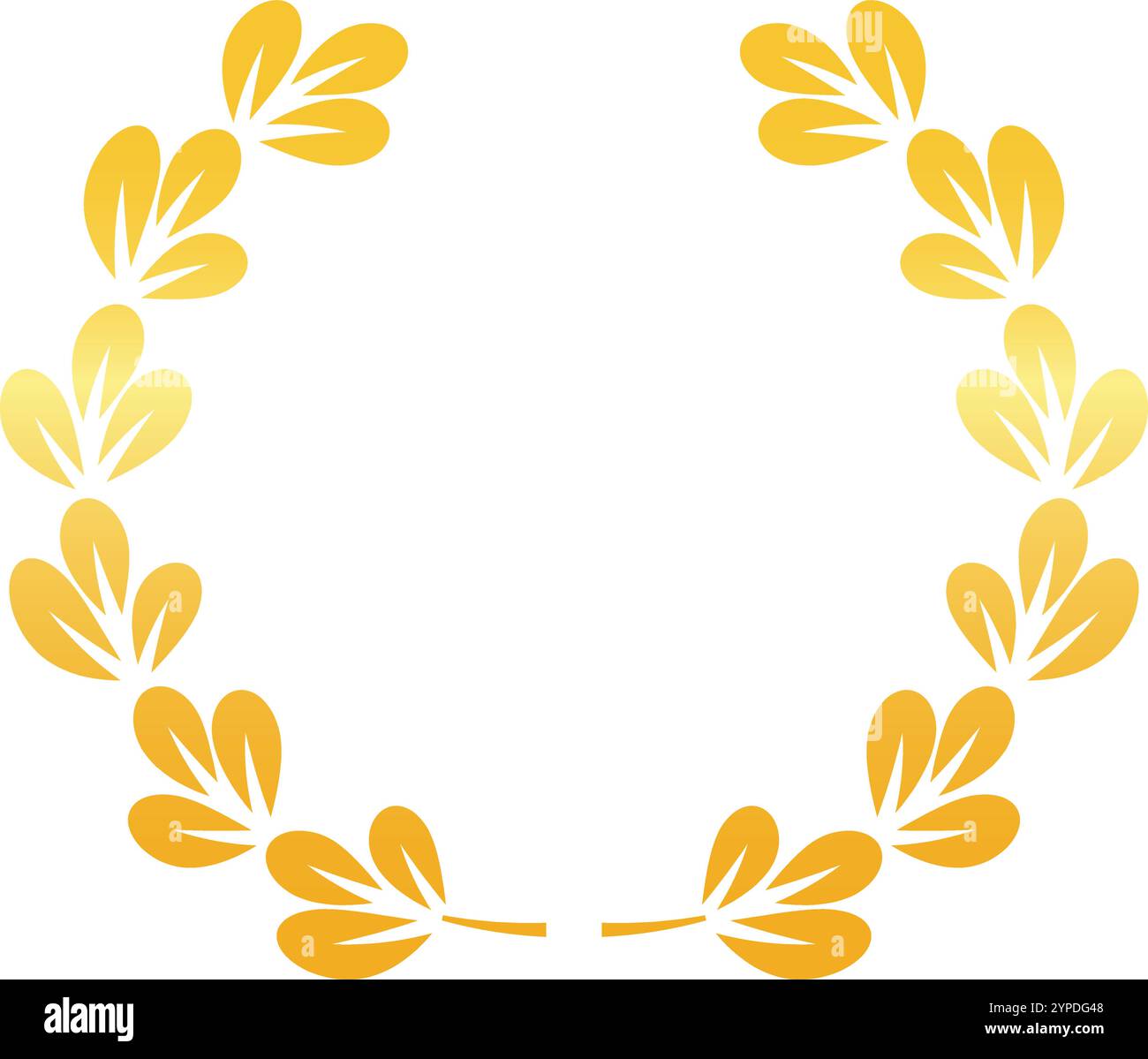 Golden laurel wreath forming a circle, symbolizing victory, achievement, and honor, perfect for ...
