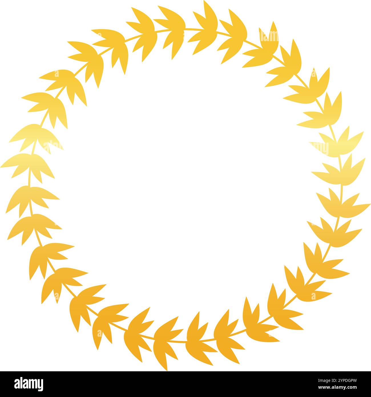 Golden laurel wreath forming a circle on a white background, creating ...