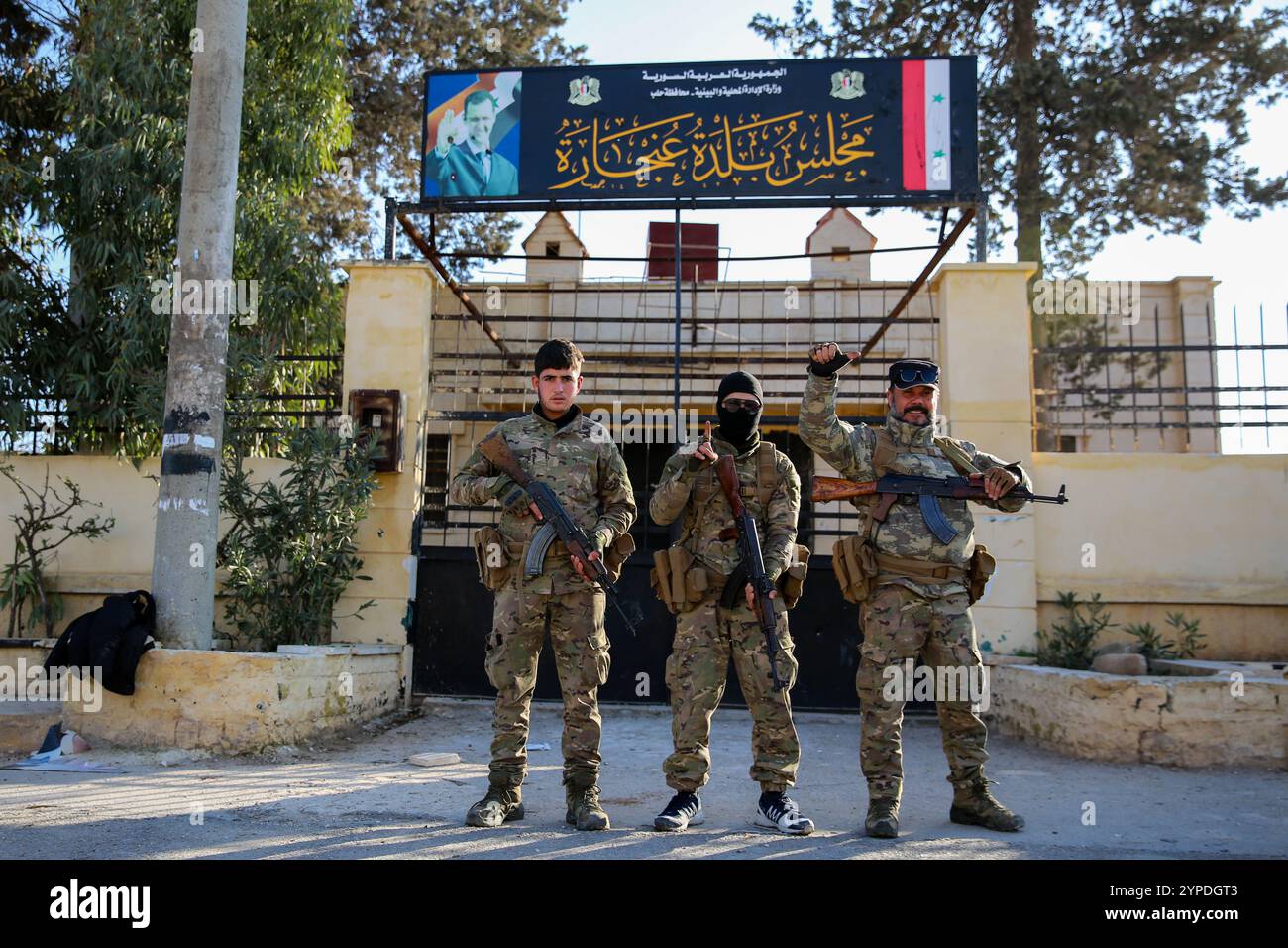Western Aleppo Countryside, Syria. 28th Nov, 2024. Three Syrian rebel ...