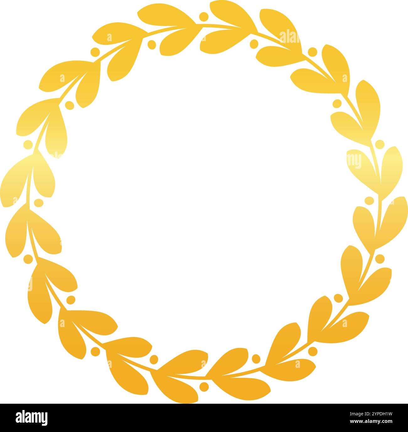 Stylized golden laurel wreath forming a circle, ideal for awards, logos, or decorative elements ...