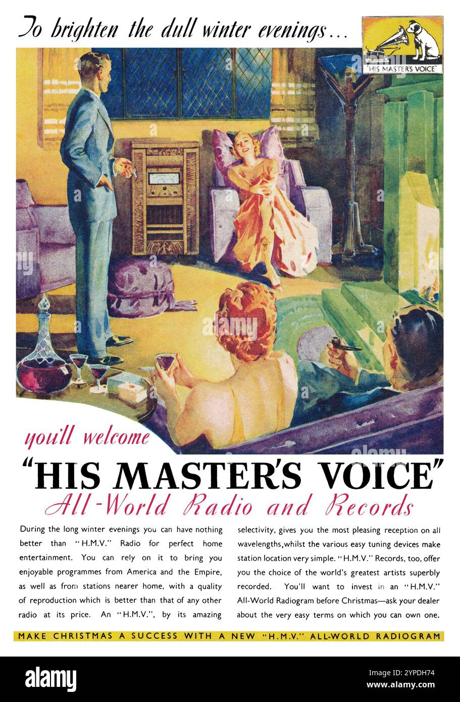 1937 British advertisement for records, radios and radiograms by His ...