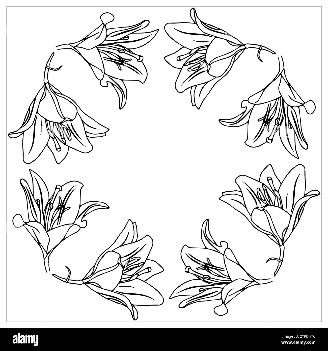 Frame with lilies in doodle style. Element for your design. Vector ...