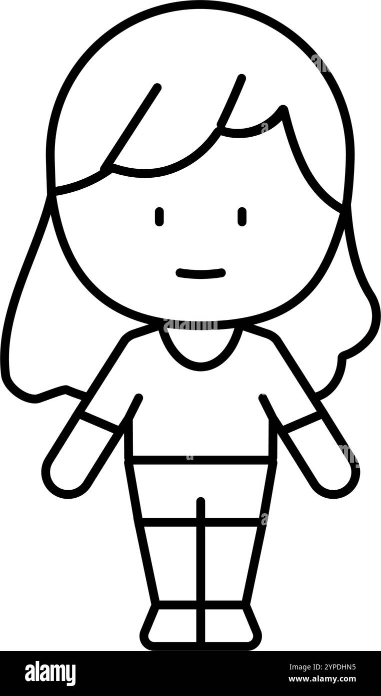 chibi character girl line icon vector illustration Stock Vector Image ...
