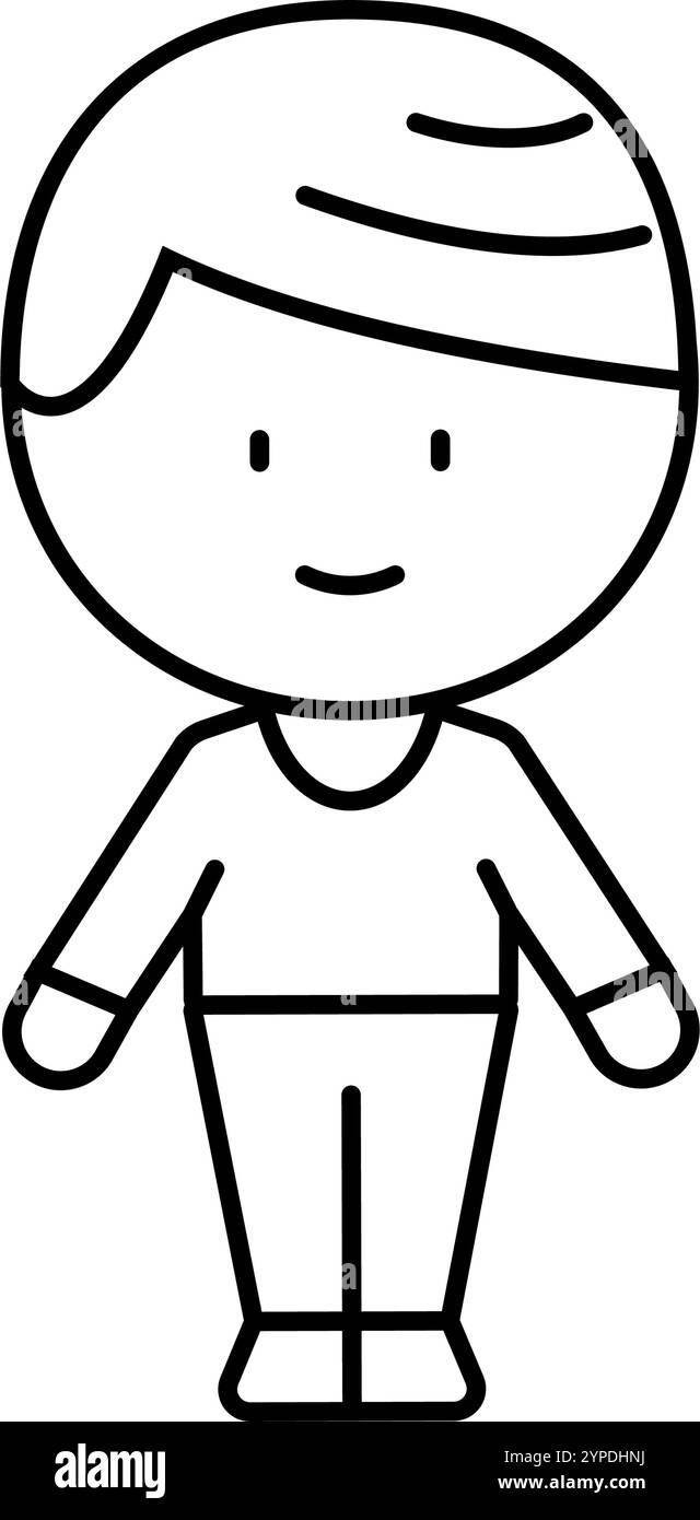 chibi character boy line icon vector illustration Stock Vector Image ...