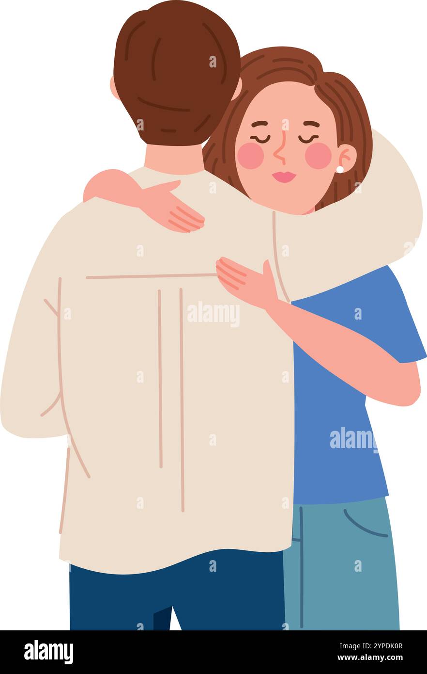 happy couple hugging characters Stock Vector Image & Art - Alamy