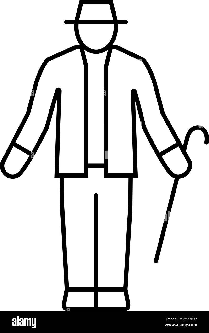 pensioner old man line icon vector illustration Stock Vector Image ...