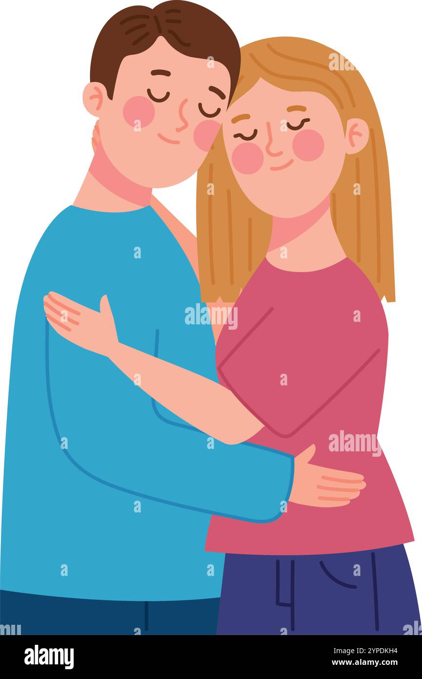 couple hugging characters Stock Vector Image & Art - Alamy