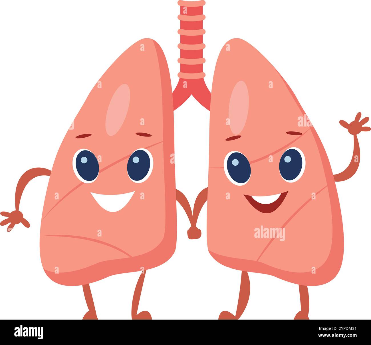 Cartoon lungs holding hands and smiling, promoting respiratory health ...