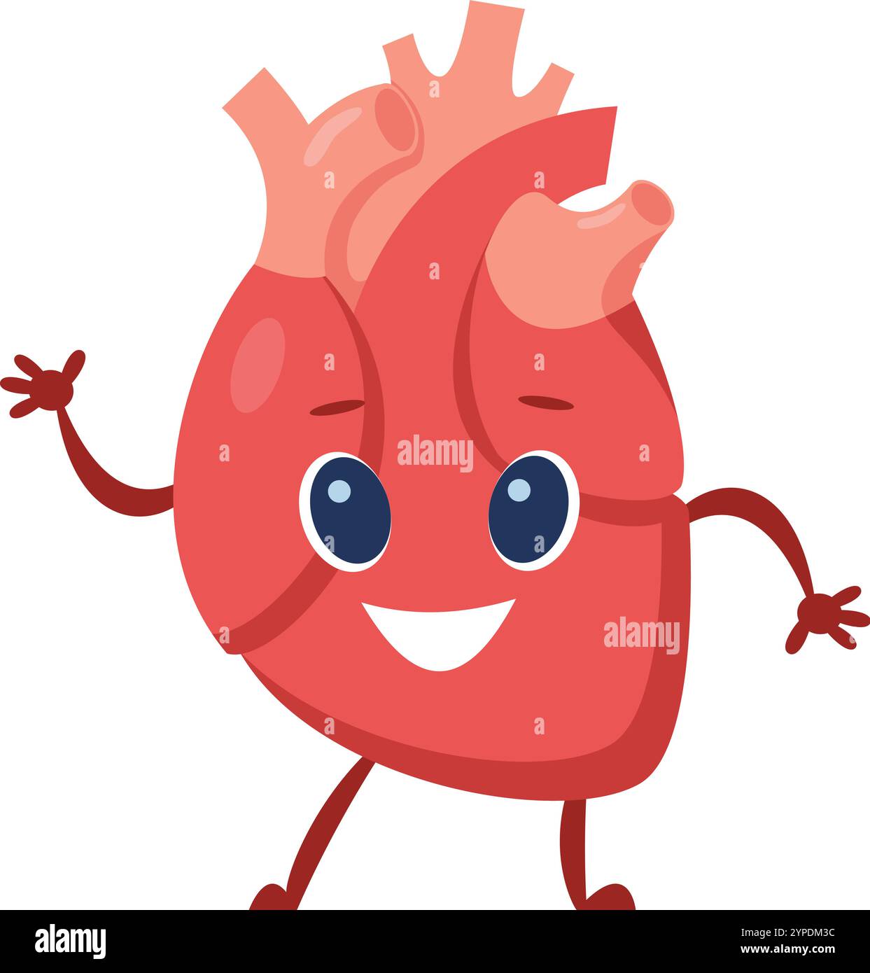 Cartoon illustration of a happy human heart waving and smiling ...