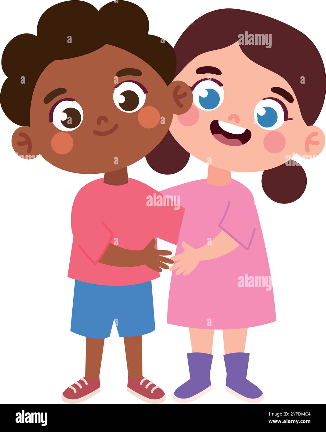 happy kids characters hugging Stock Vector Image & Art - Alamy