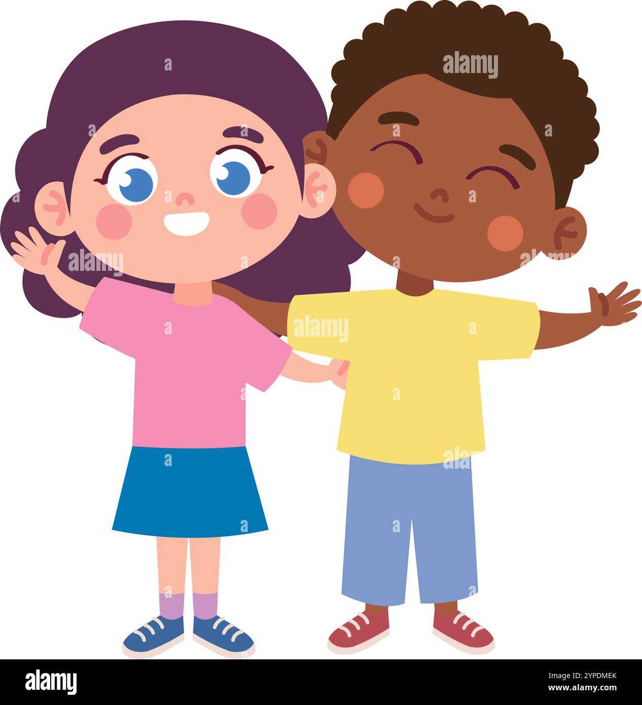 cute childrens characters hugging Stock Vector Image & Art - Alamy