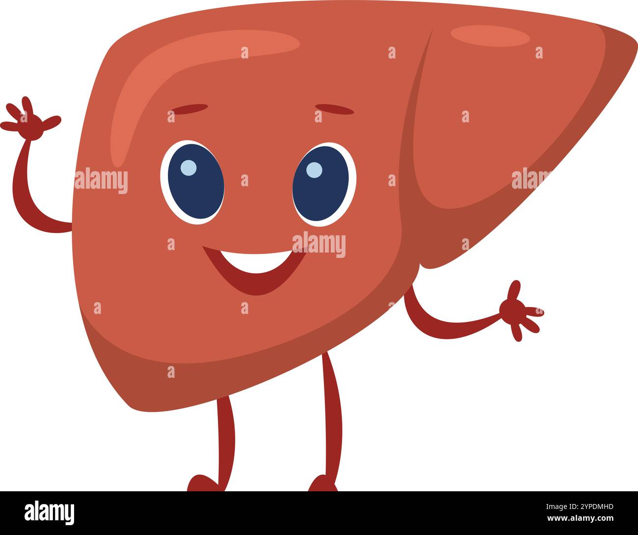 Adorable cartoon liver character waves and smiles, promoting liver ...