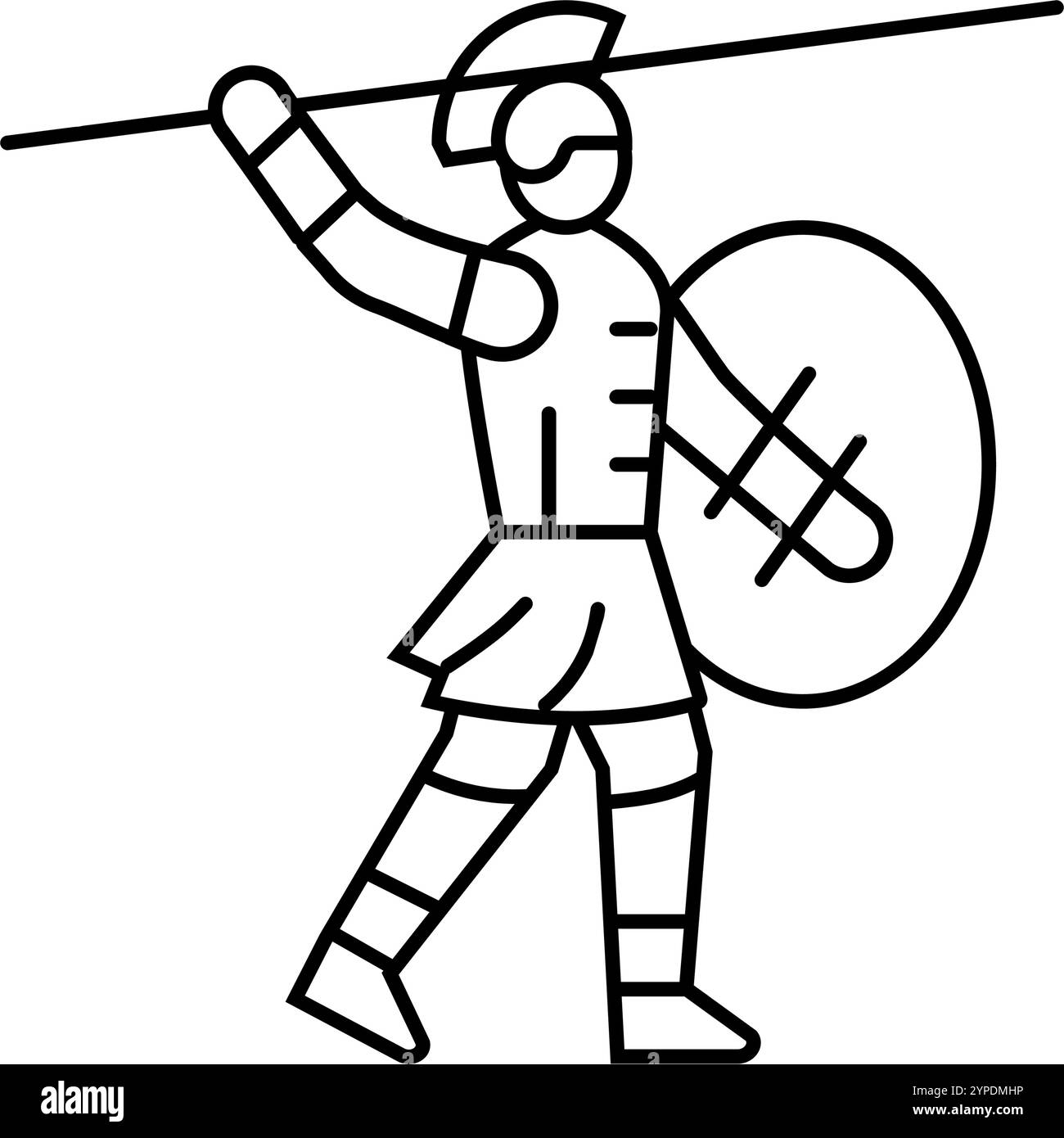 warrior battle spartan roman line icon vector illustration Stock Vector ...