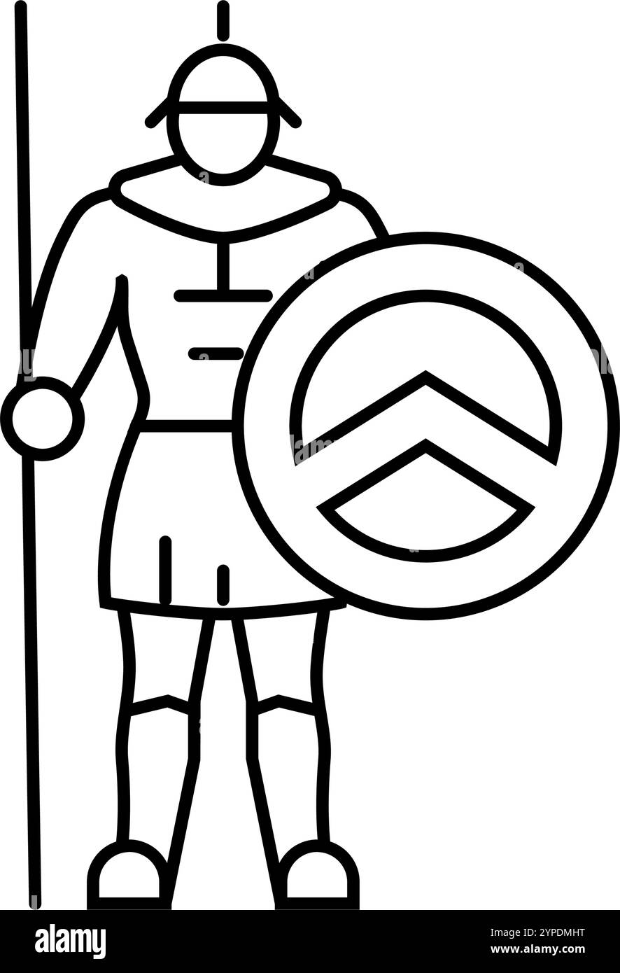 warrior soldier roman greek line icon vector. warrior soldier roman ...