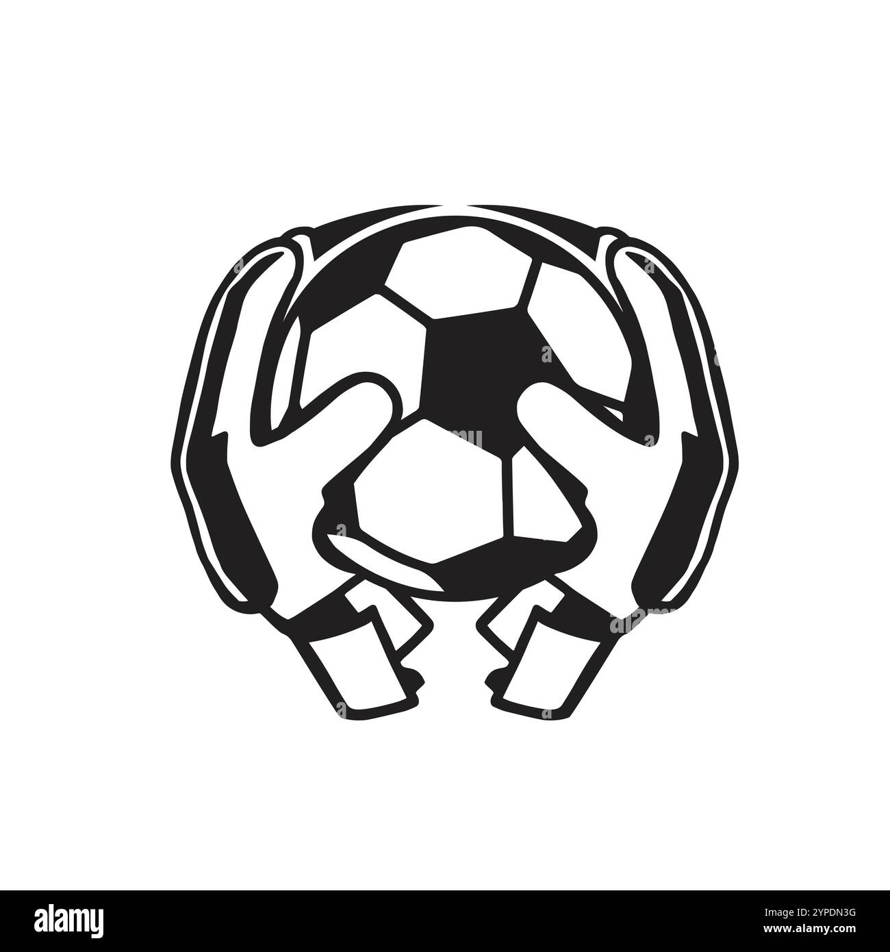 Goalkeeper gloves with the ball. Football soccer sign or logotype in a ...