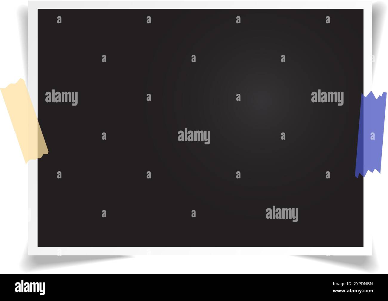 Photo frame with black copy space fixed to white background with two ...