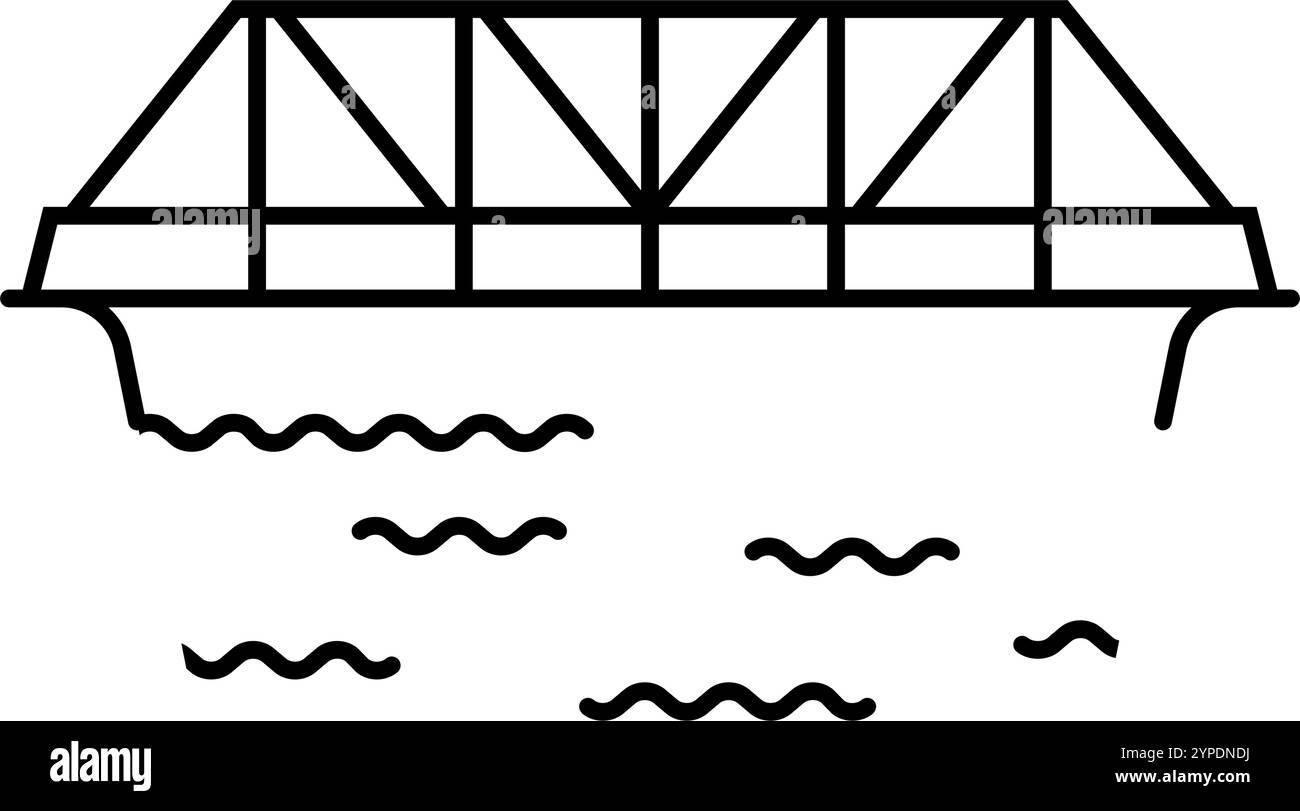 Truss Bridge Line Icon Vector Illustration Stock Vector Image And Art Alamy