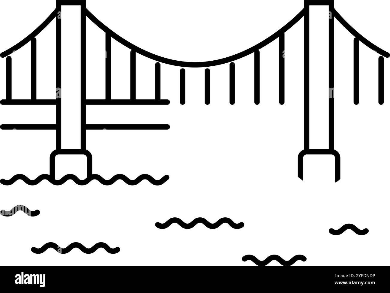 suspension bridge line icon vector. suspension bridge sign. isolated ...