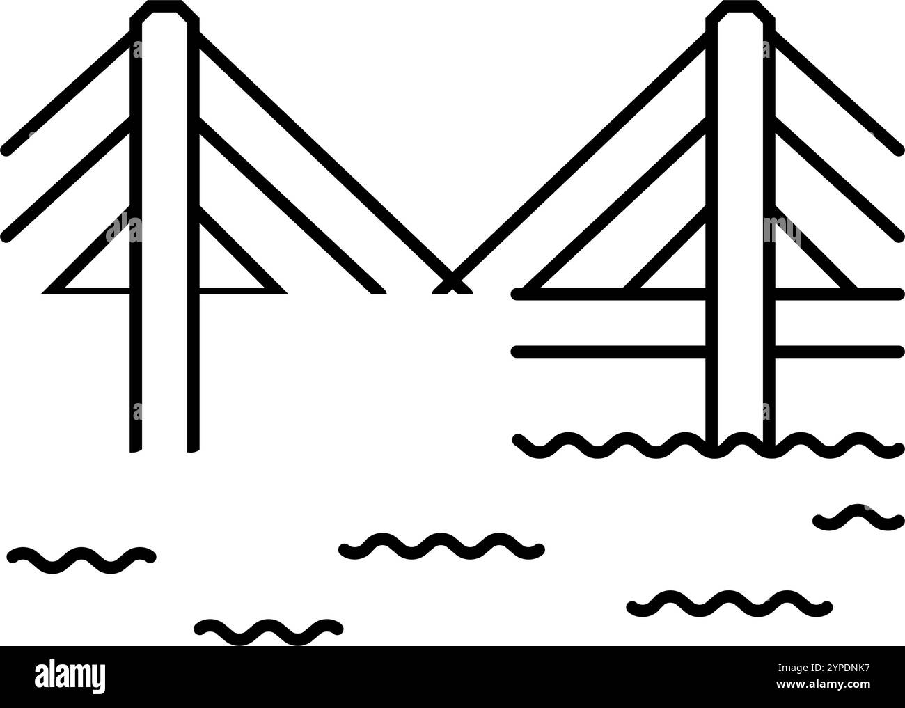 cable stayed bridge line icon vector. cable stayed bridge sign ...