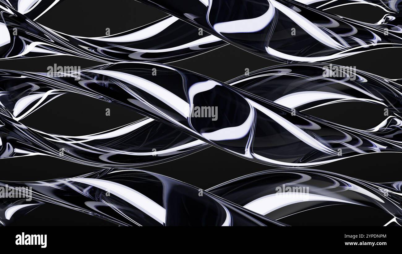 Multiple abstract shapes of clear and reflective glass, intertwined in ...