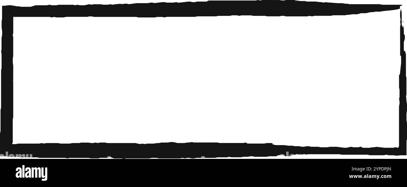 Wide grunge rectangular frame with thick black irregular borders ...