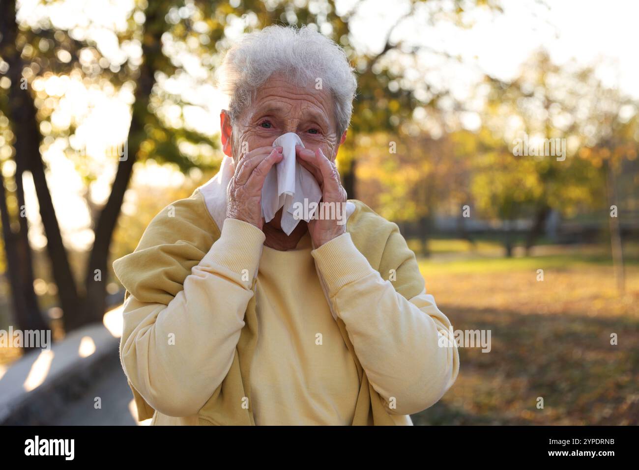 Elderly woman runny nose hi-res stock photography and images - Alamy