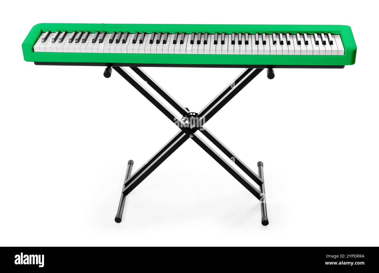Green synthesizer isolated on white. Electronic musical instrument ...