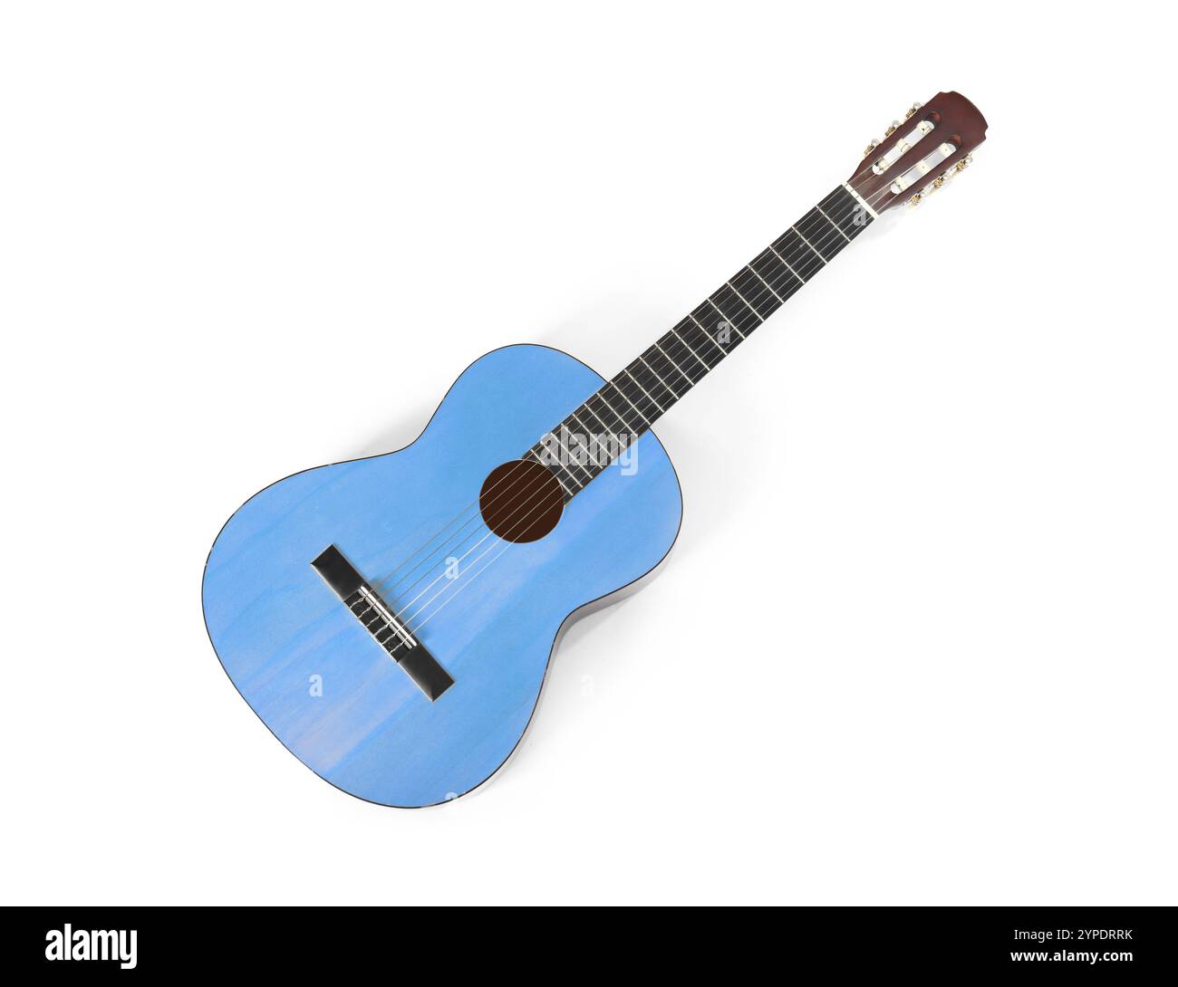 Light blue acoustic guitar on white background. Musical instrument ...