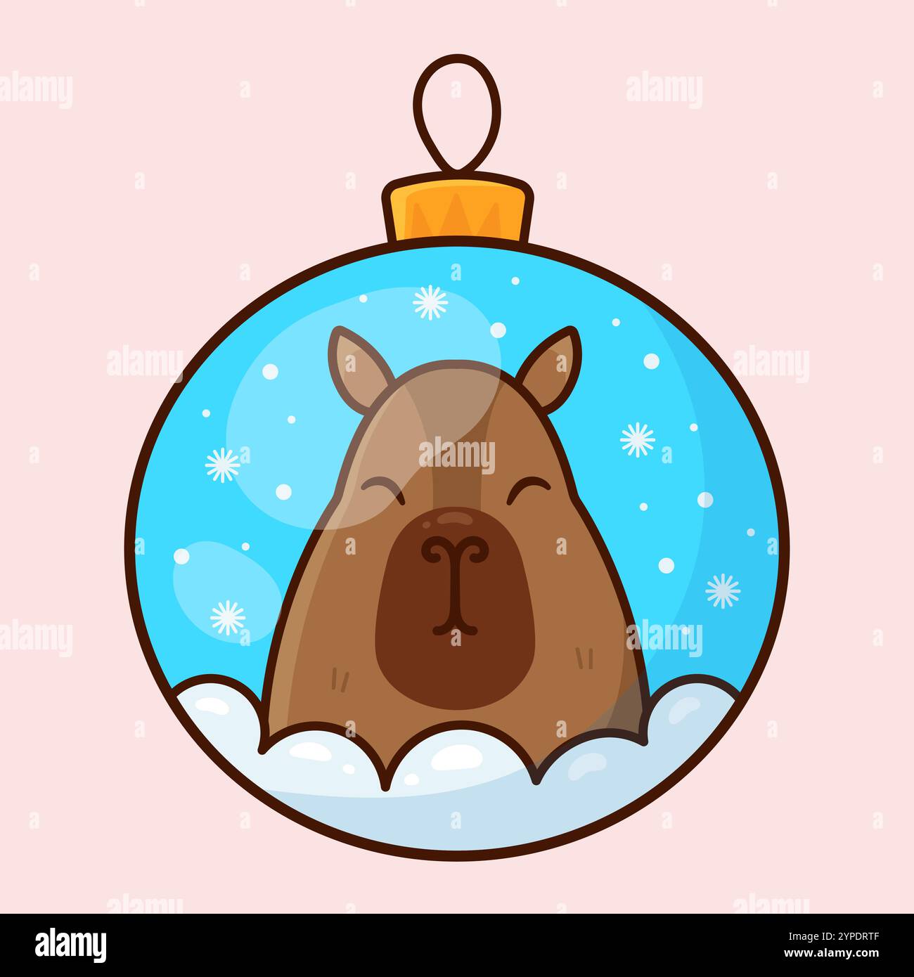 Cute cartoon capybara in a glass ball. Christmas tree toy. Vector ...
