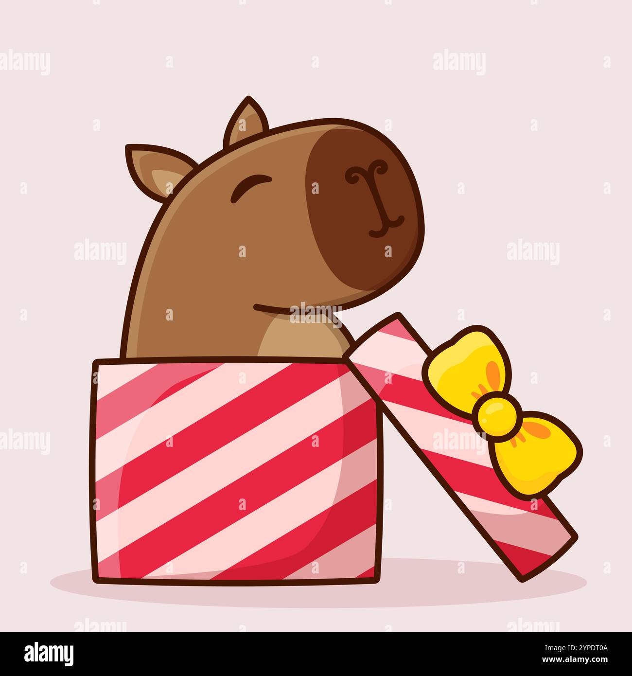 Cute cartoon capybara and gift. Vector Christmas illustration Stock ...