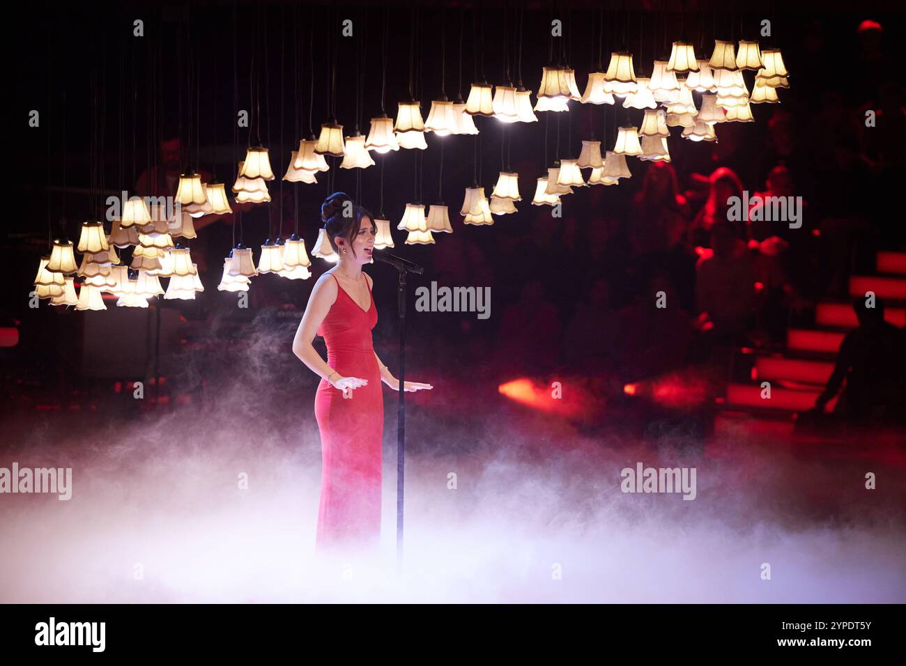 Berlin, Germany. 29th Nov, 2024. Candidate Kathrin German is on stage ...