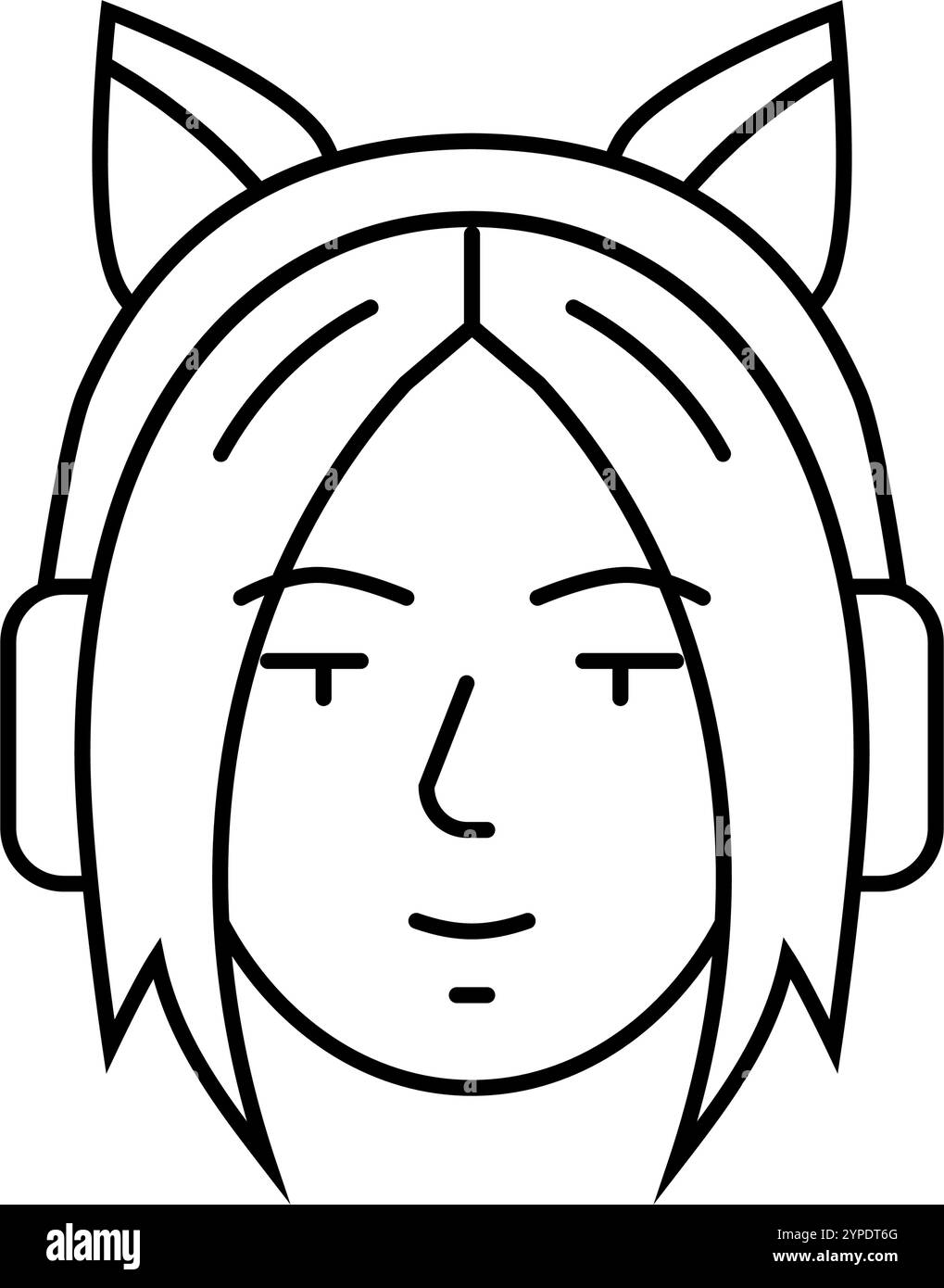 woman otaku avatar line icon vector illustration Stock Vector Image ...