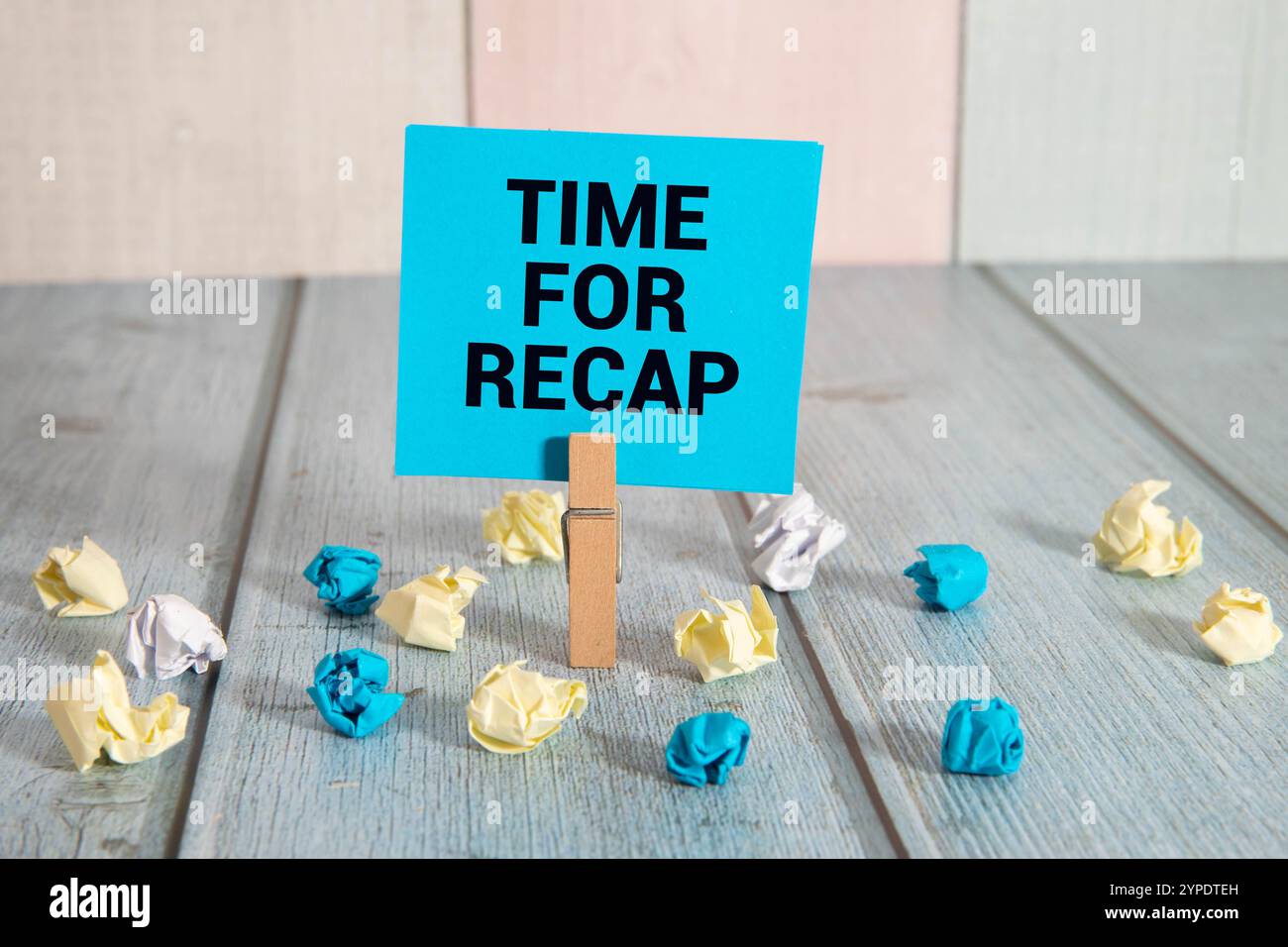 Text TIME FOR RECAP appearing behind torn brown paper. For your design ...