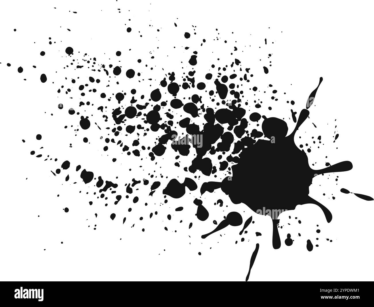 Black ink dynamically splashing on a white background, creating a ...