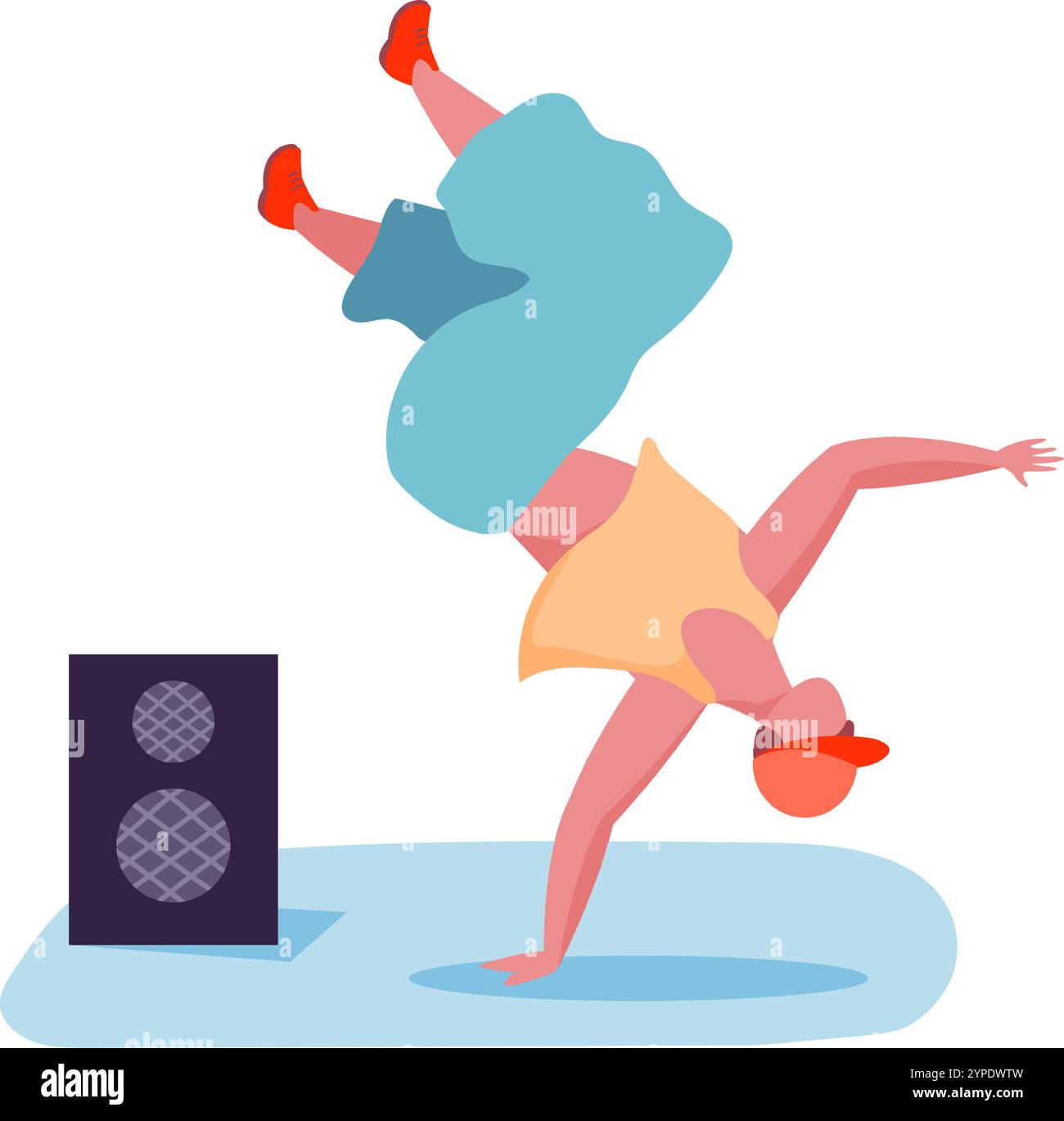 Breakdancer shows strength and skill balancing on one hand next to a ...