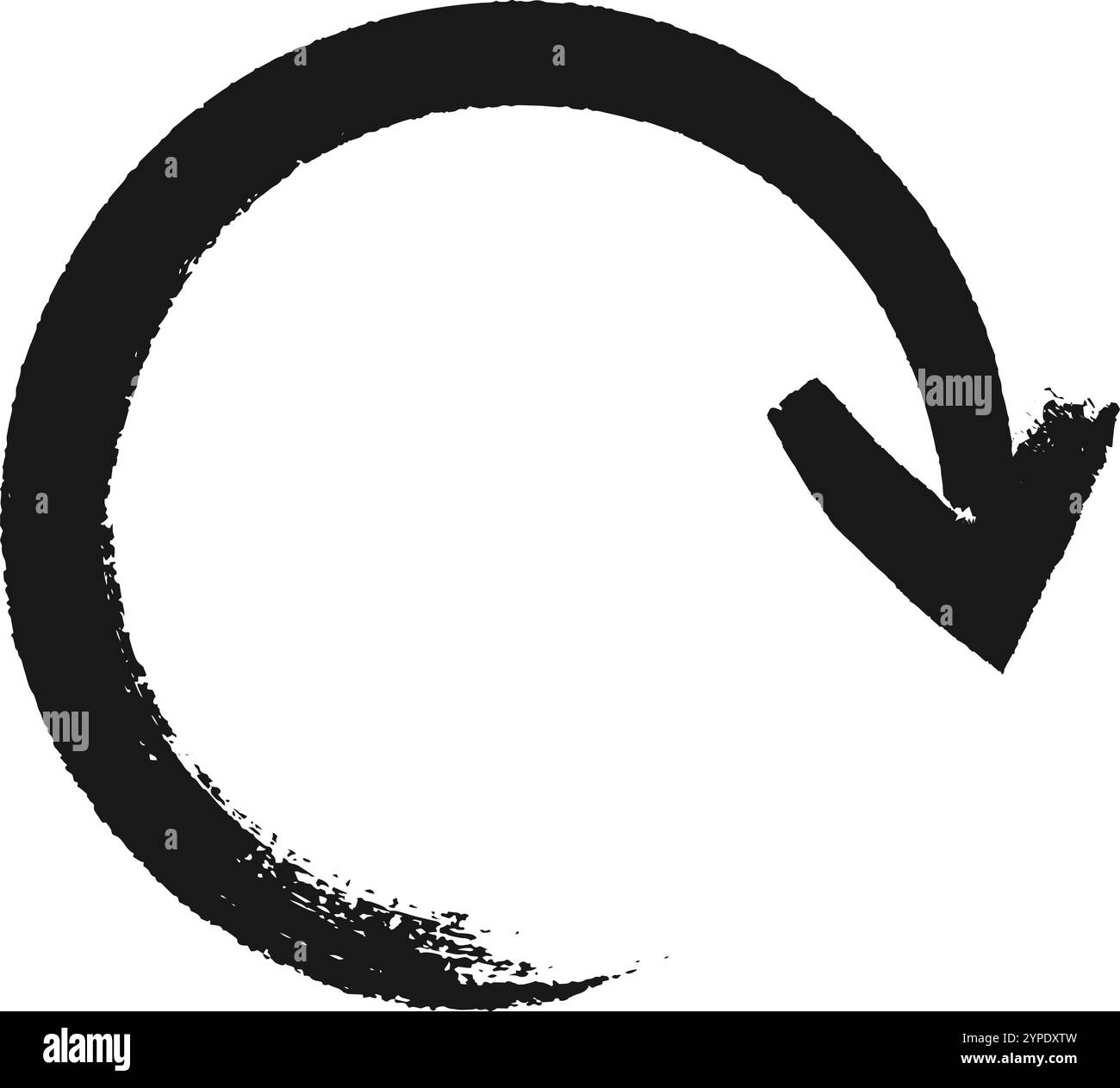 Hand drawn black circular arrow points downwards in a continuous loop, symbolizing cyclical ...