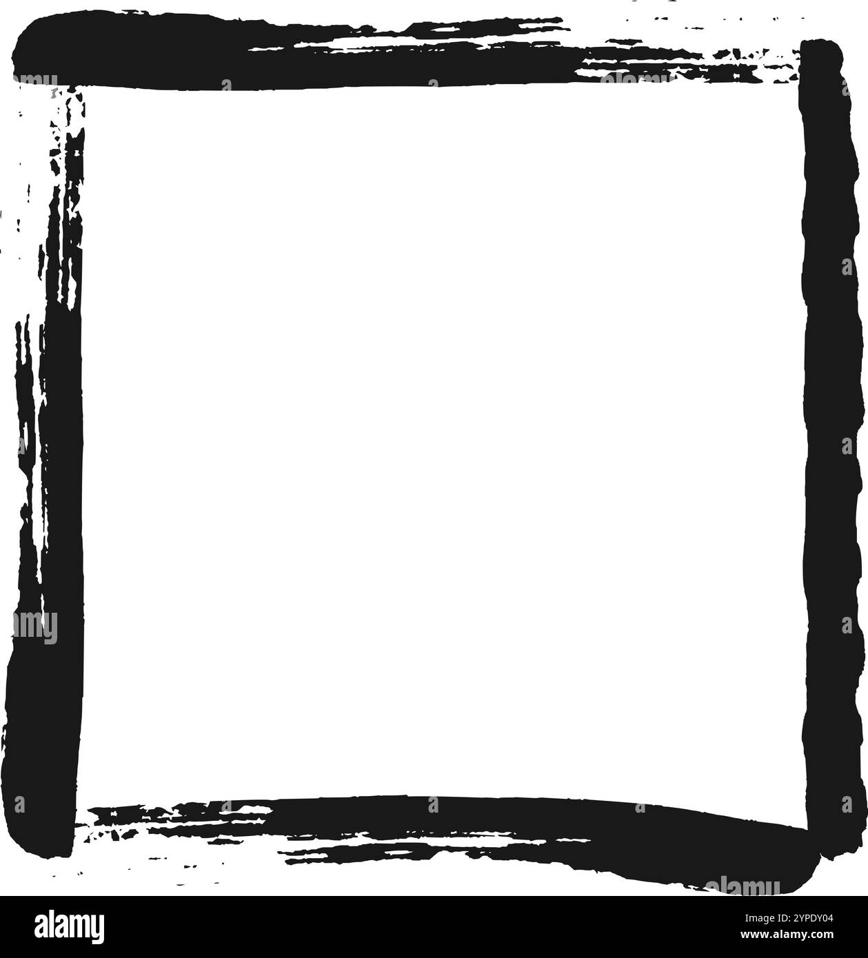 Thick black brush strokes create a square border on a white background ...