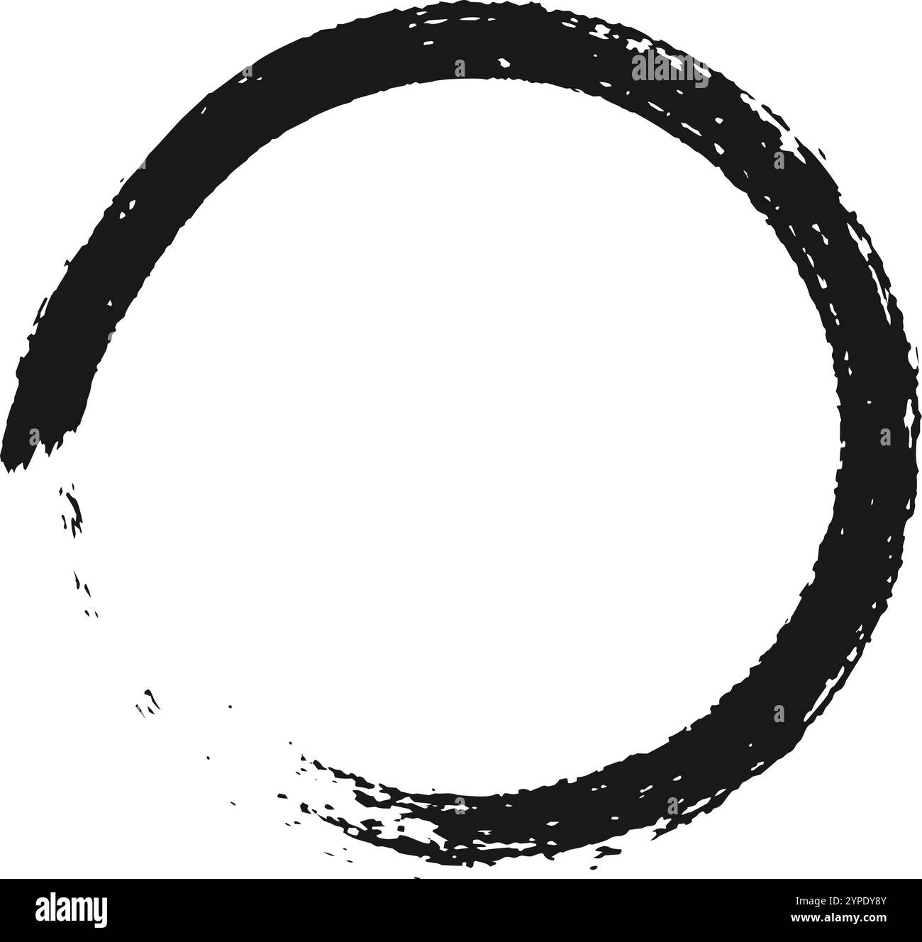 Hand drawn black brush stroke in the shape of a circle adds a touch of ...
