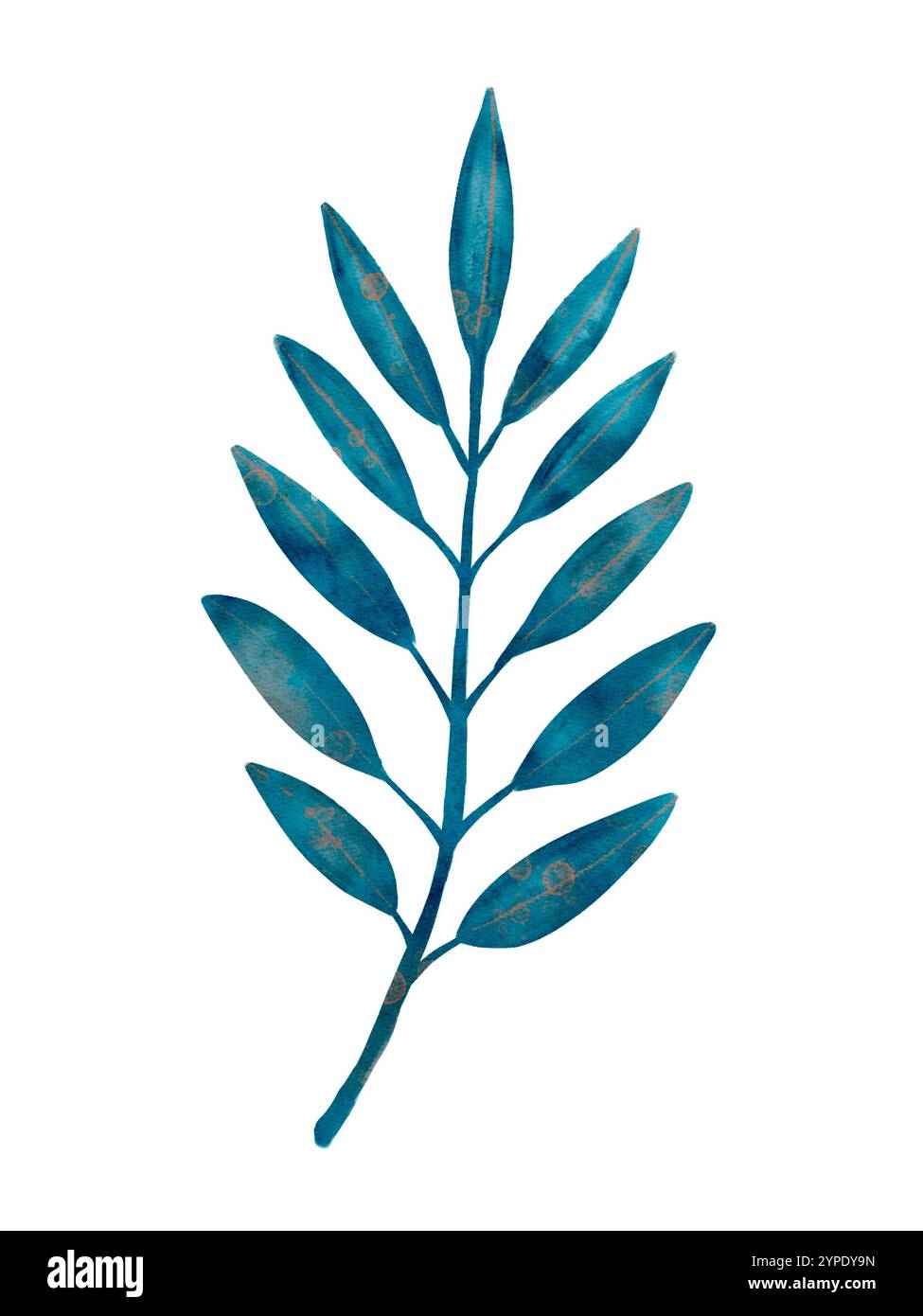 An eyecatching and vibrant illustration of a blue leaf branch, ideal ...