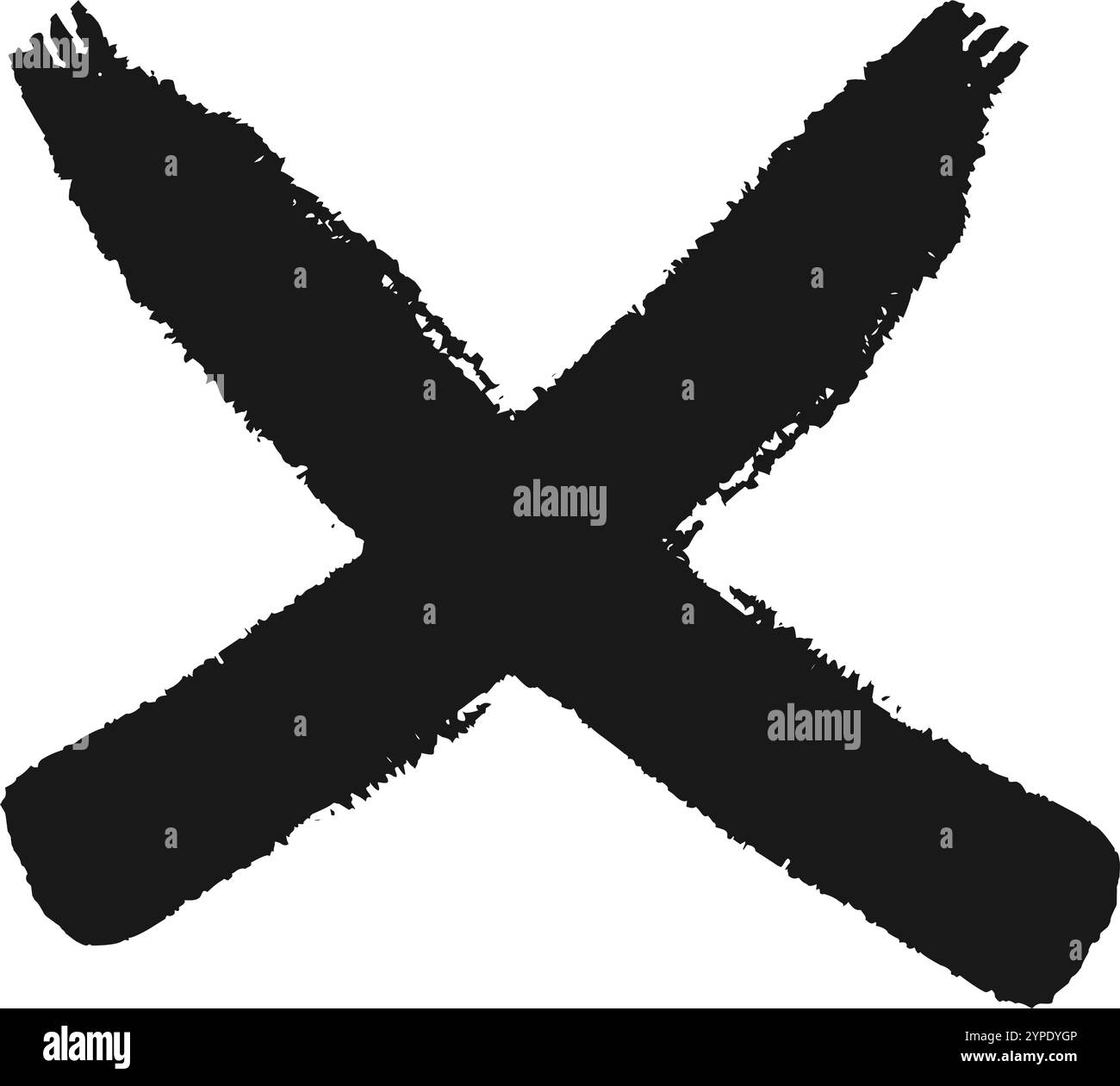 Large grunge cross made with black paint brush strokes, isolated on ...