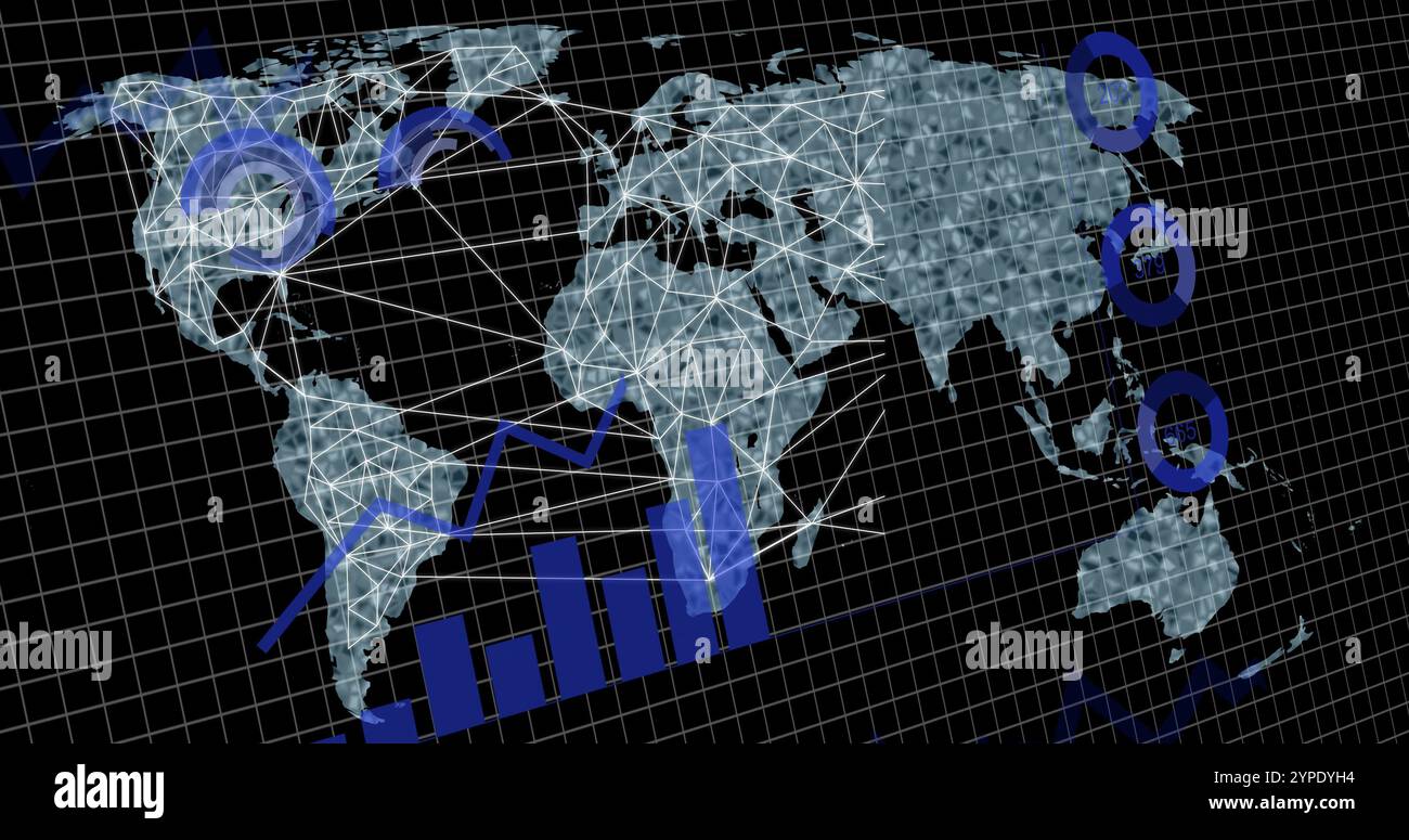 Image of digital data processing over world map Stock Photo - Alamy