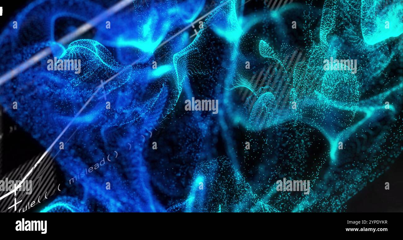 Blue green particles energy fluid hi-res stock photography and images - Alamy