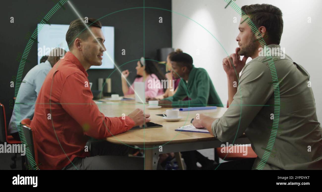 Targeting image over diverse business team in meeting room Stock Photo ...