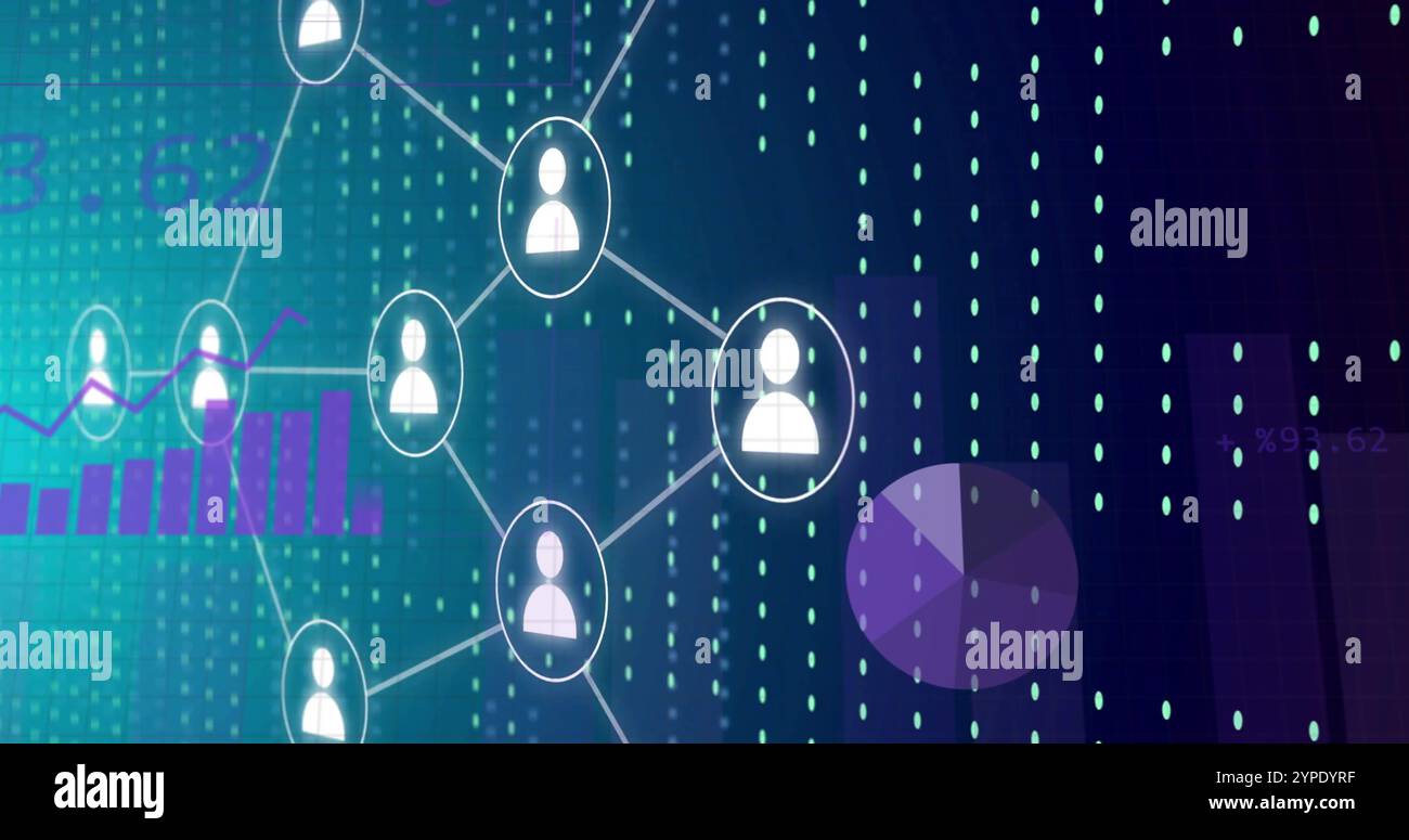 Collecting data and network connections image over digital background ...