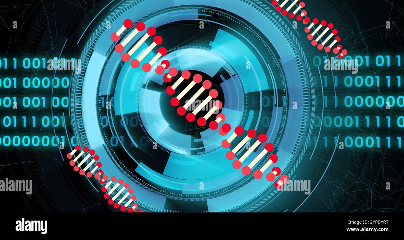 Dna Strand And Binary Coding Over Futuristic Digital Interface Image Technology Genetics 9326