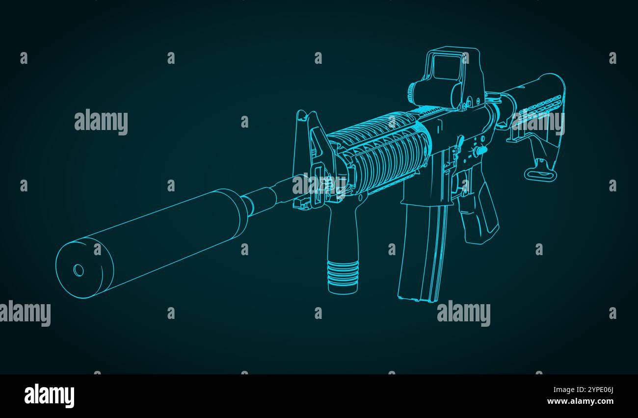 Stylized vector illustration of automatic carbine M4A1 Stock Vector ...